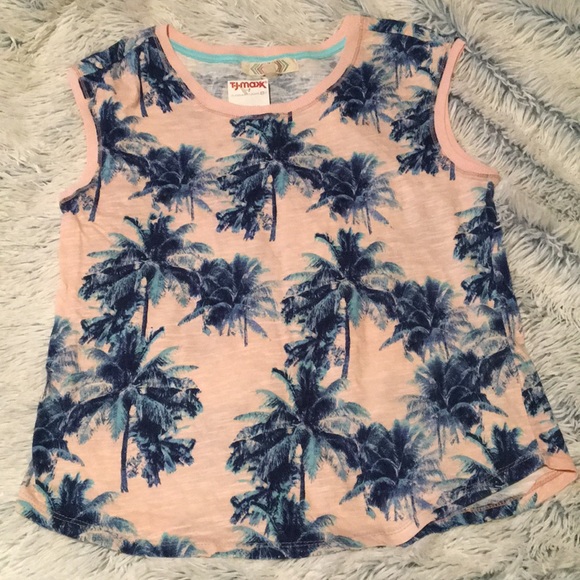 Pink Rose | Tops | Nwt Pink Rose Palm Tree Tank Top Medium Tropical ...